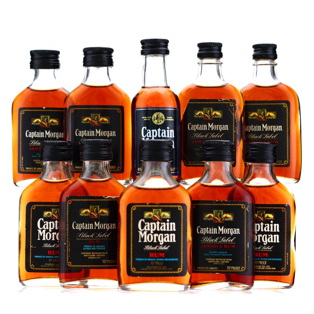 Captain Morgan Black Miniatures 1970s x 10 | Rum Auctioneer
