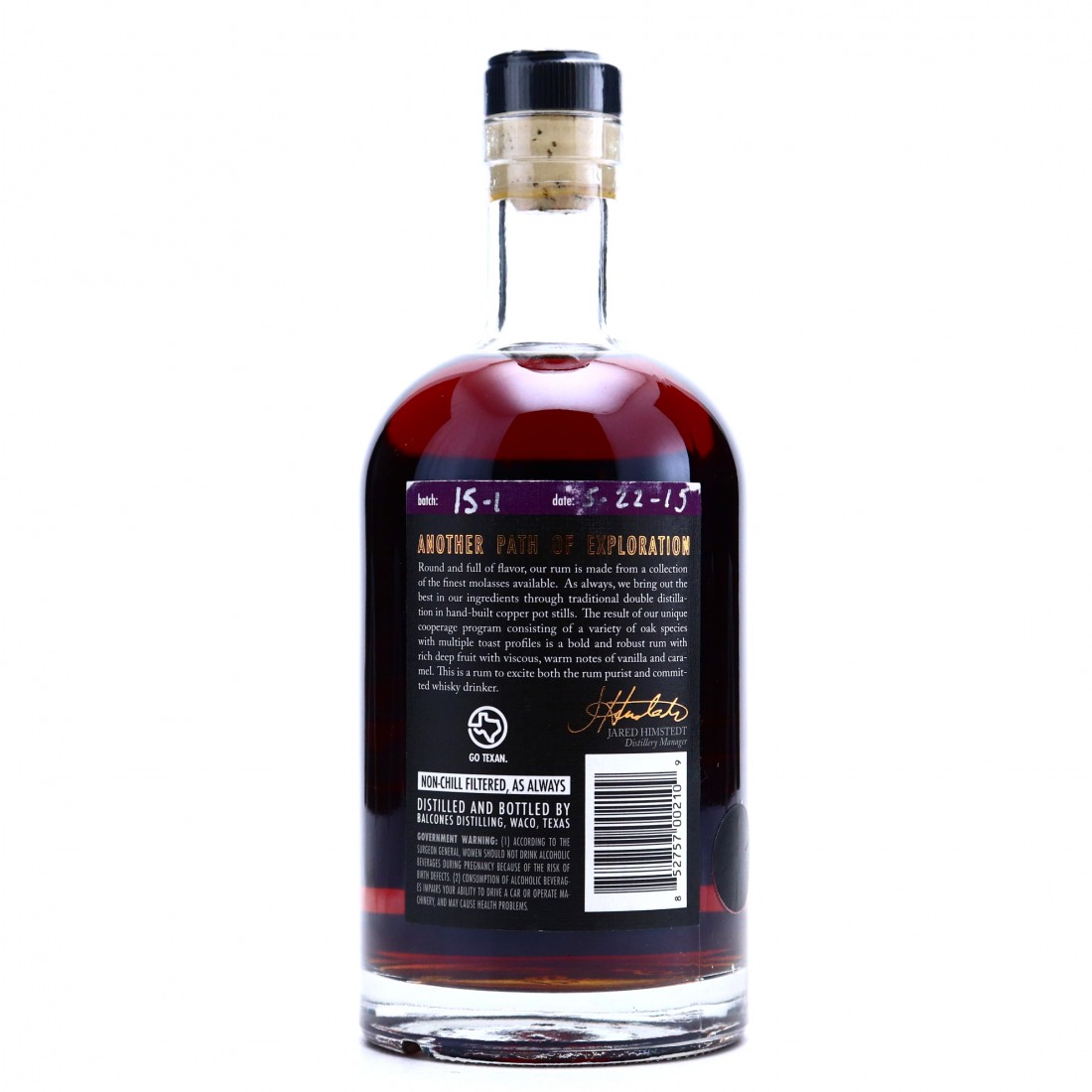 Balcones Texas Rum Batch #15-1 | Rum Auctioneer